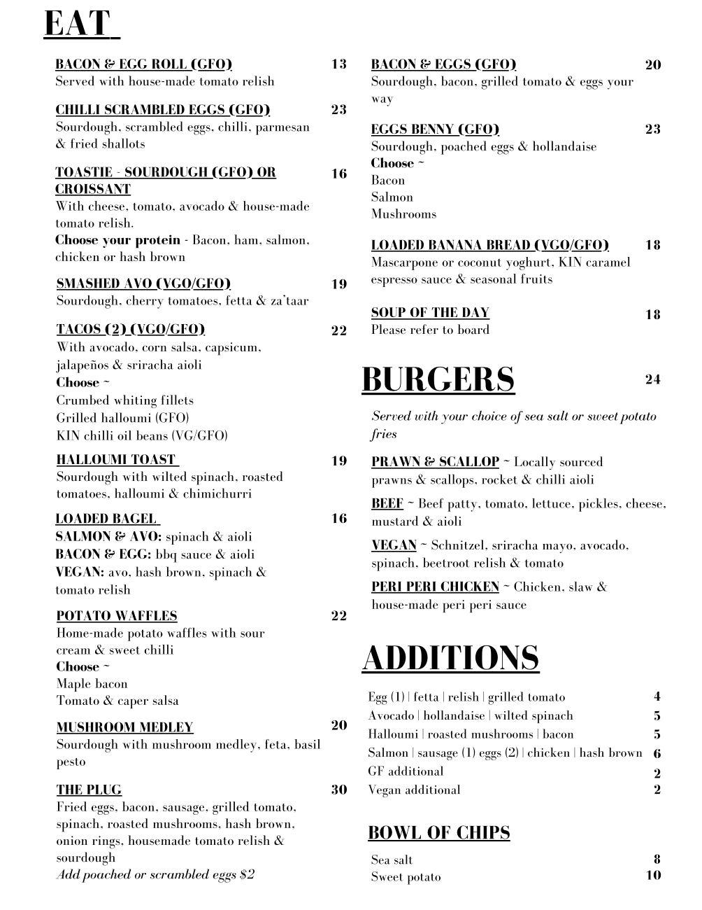 MENU. – CAFE KIN